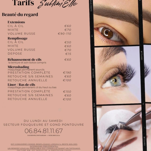Les tarifs de pose d’extensions de cils à Fouqueure – Découvrez