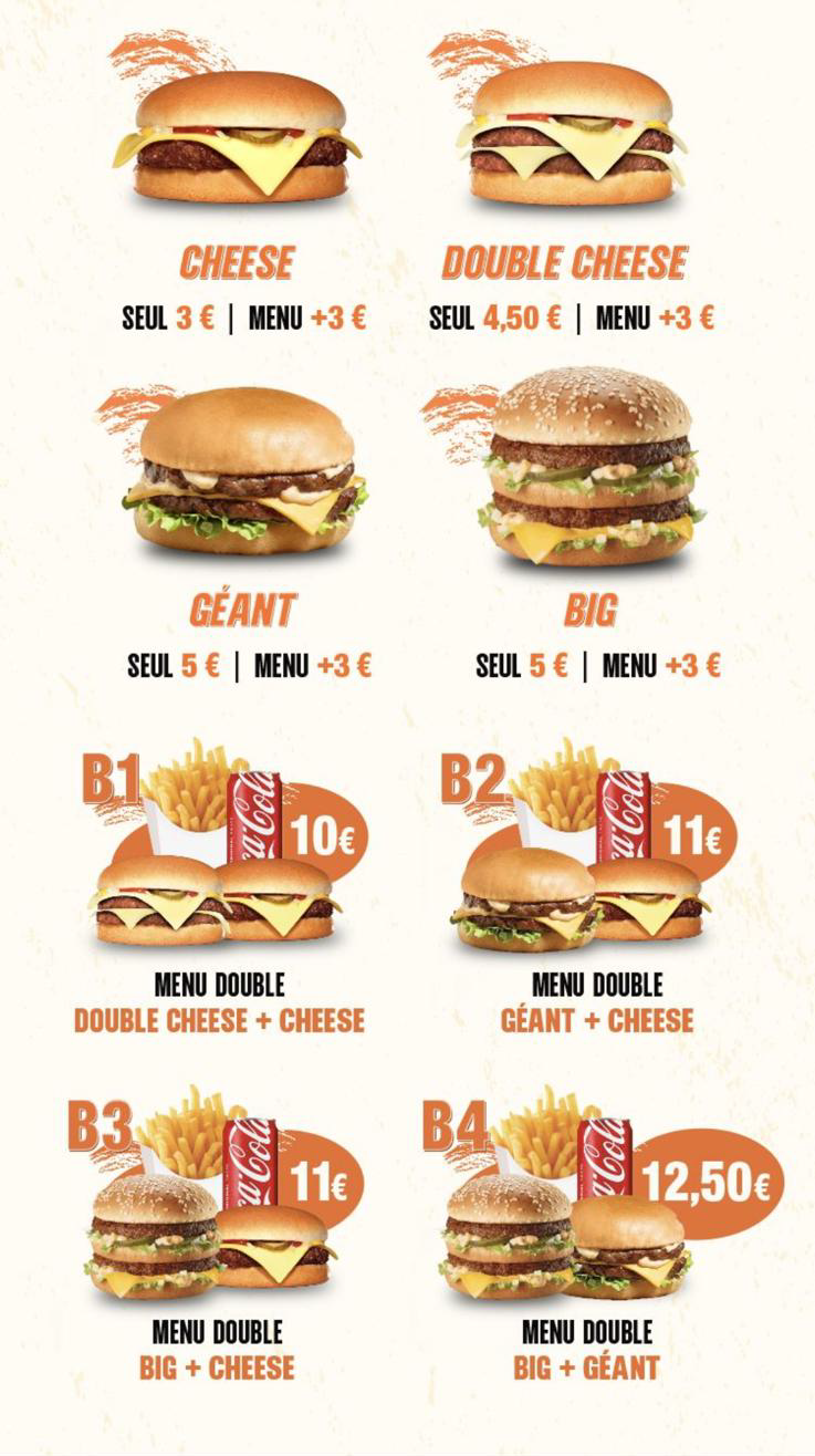 Nos menus à Lyon 6e : choisissez entre kebab, tacos et burgers