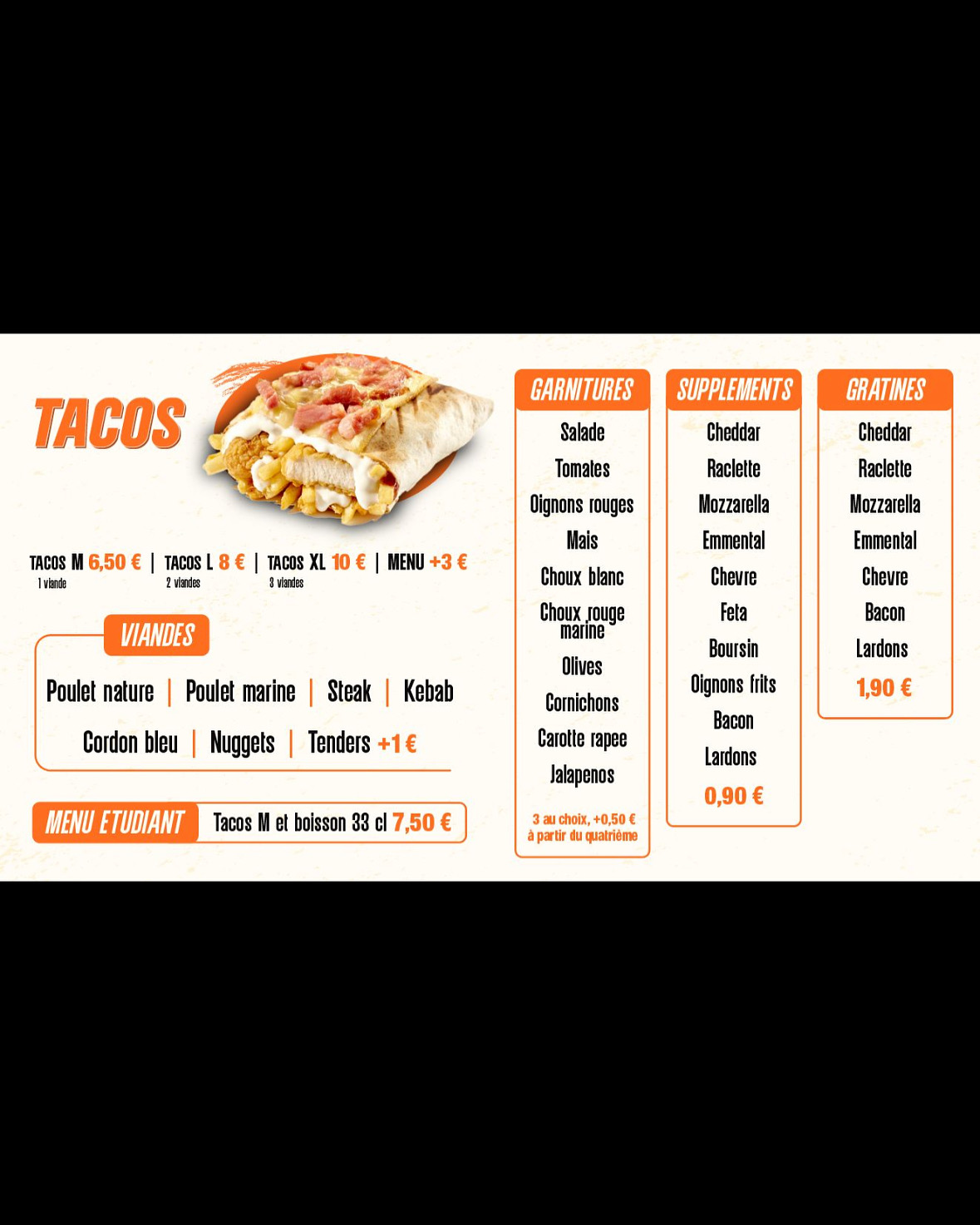 Nos menus à Lyon 6e : choisissez entre kebab, tacos et burgers
