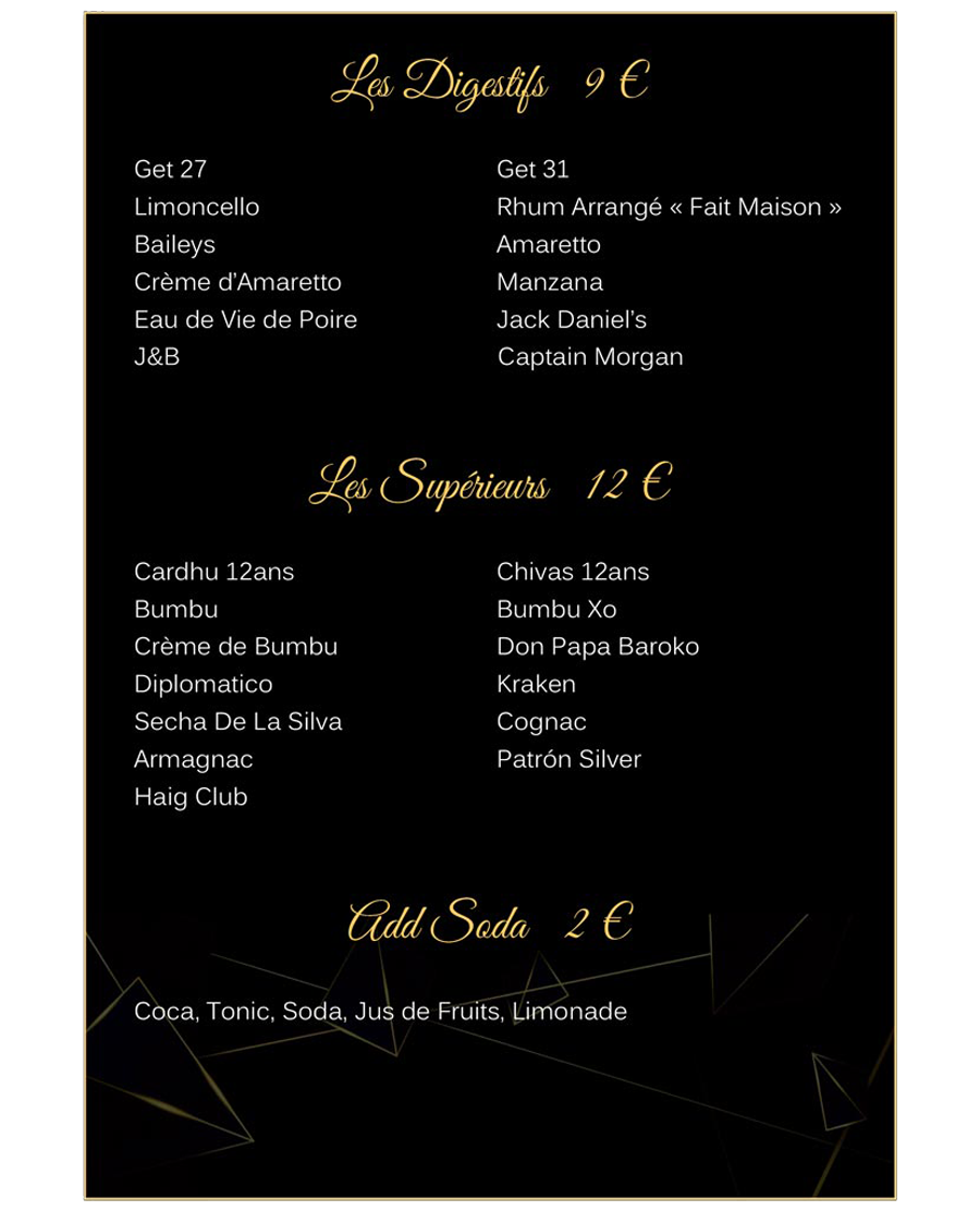 Le menu du Paddock à Grasse