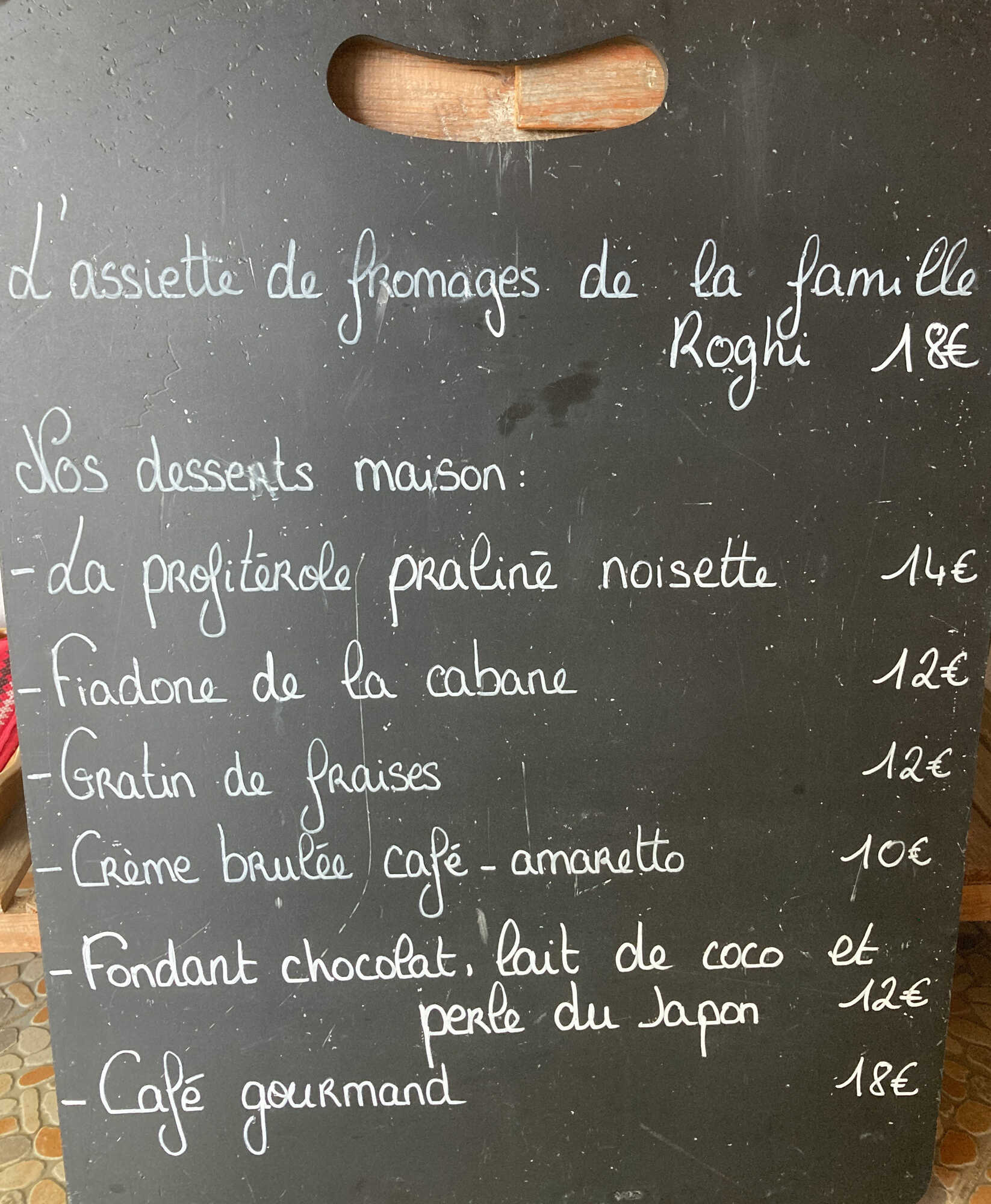 La carte de notre restaurant de poissons à Bonifacio