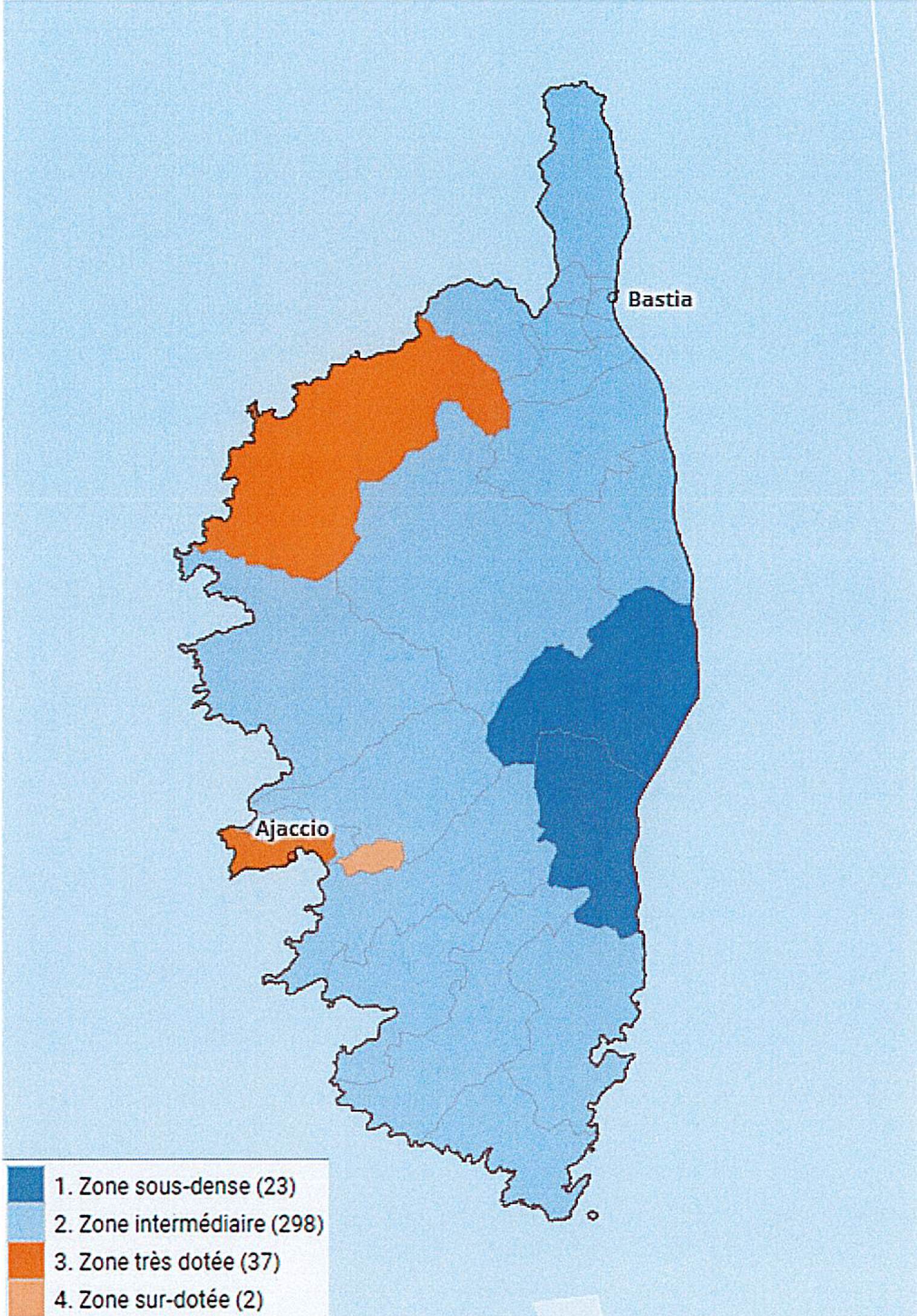 Le zonage d'URPS Orthophonistes de Corse