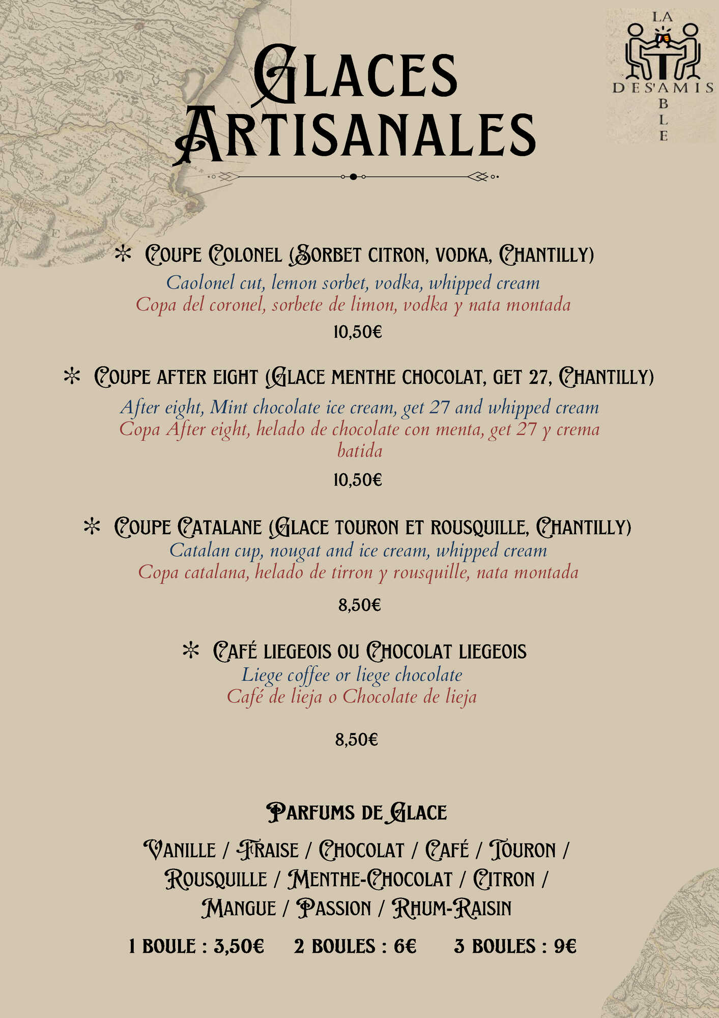 La carte de notre restaurant à Vernet-les-Bains – Contactez-nous