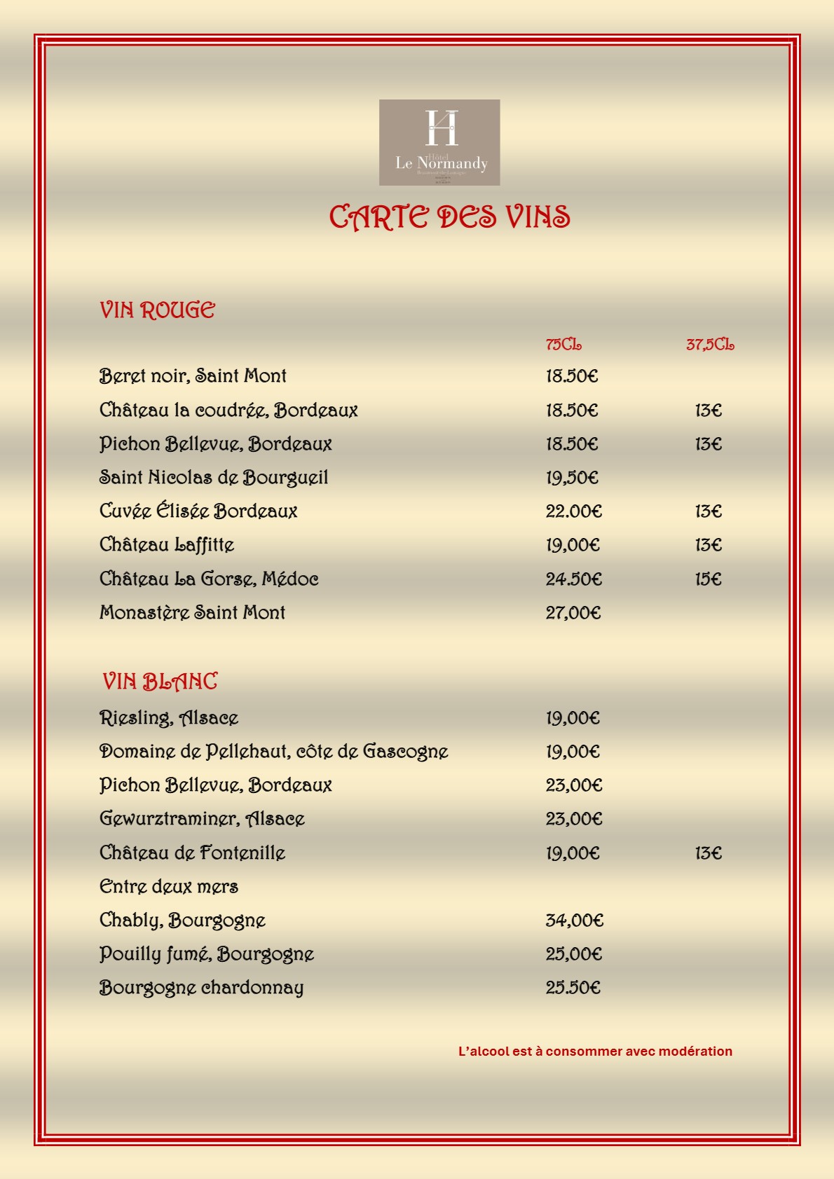 La carte de notre restaurant-hôtel à Beaumont-de-Lomagne